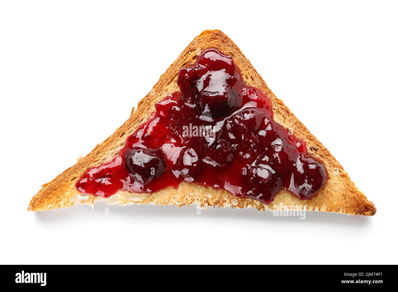 Tasty toast with jam on white background Stock Photo - Alamy