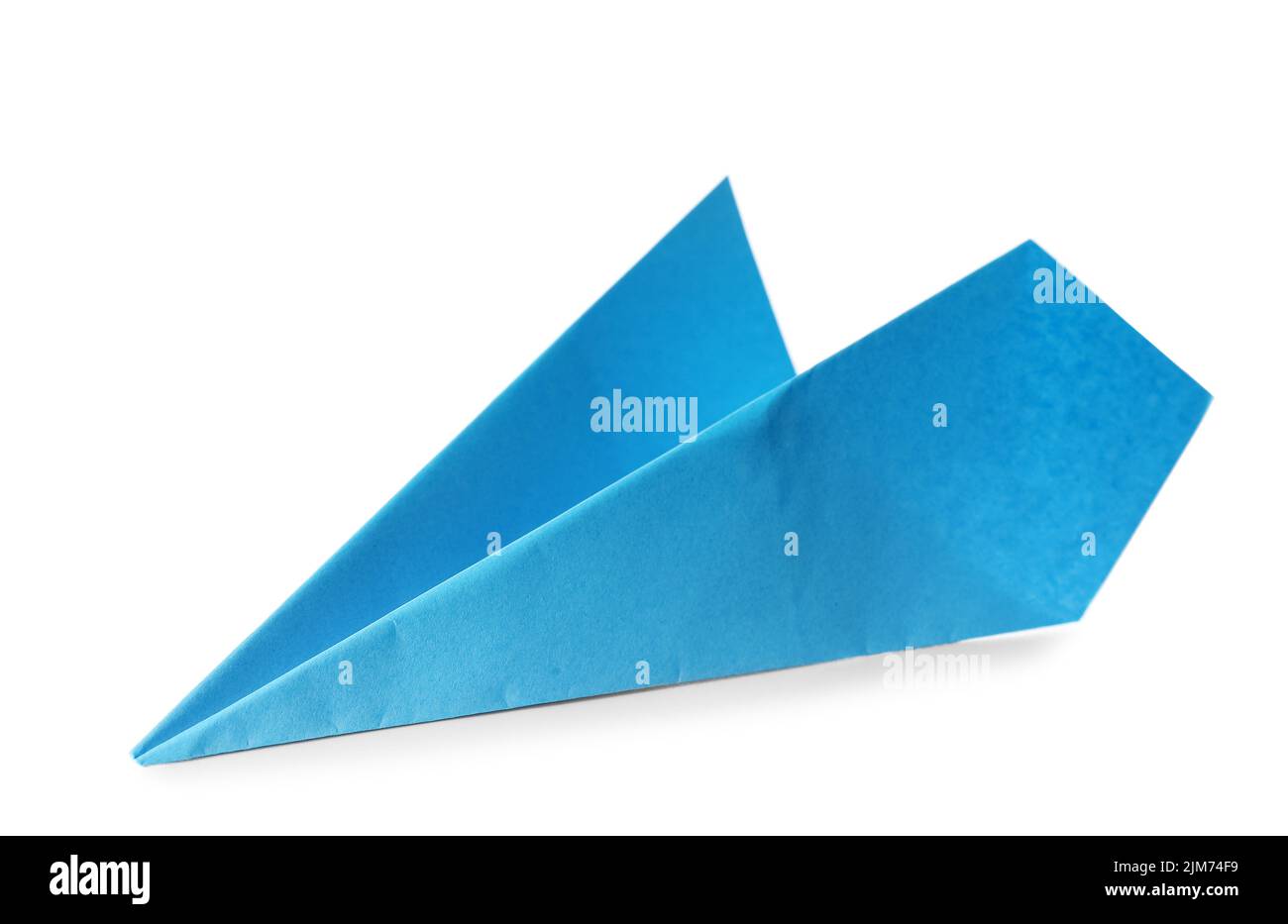 Blue paper plane on white background Stock Photo - Alamy