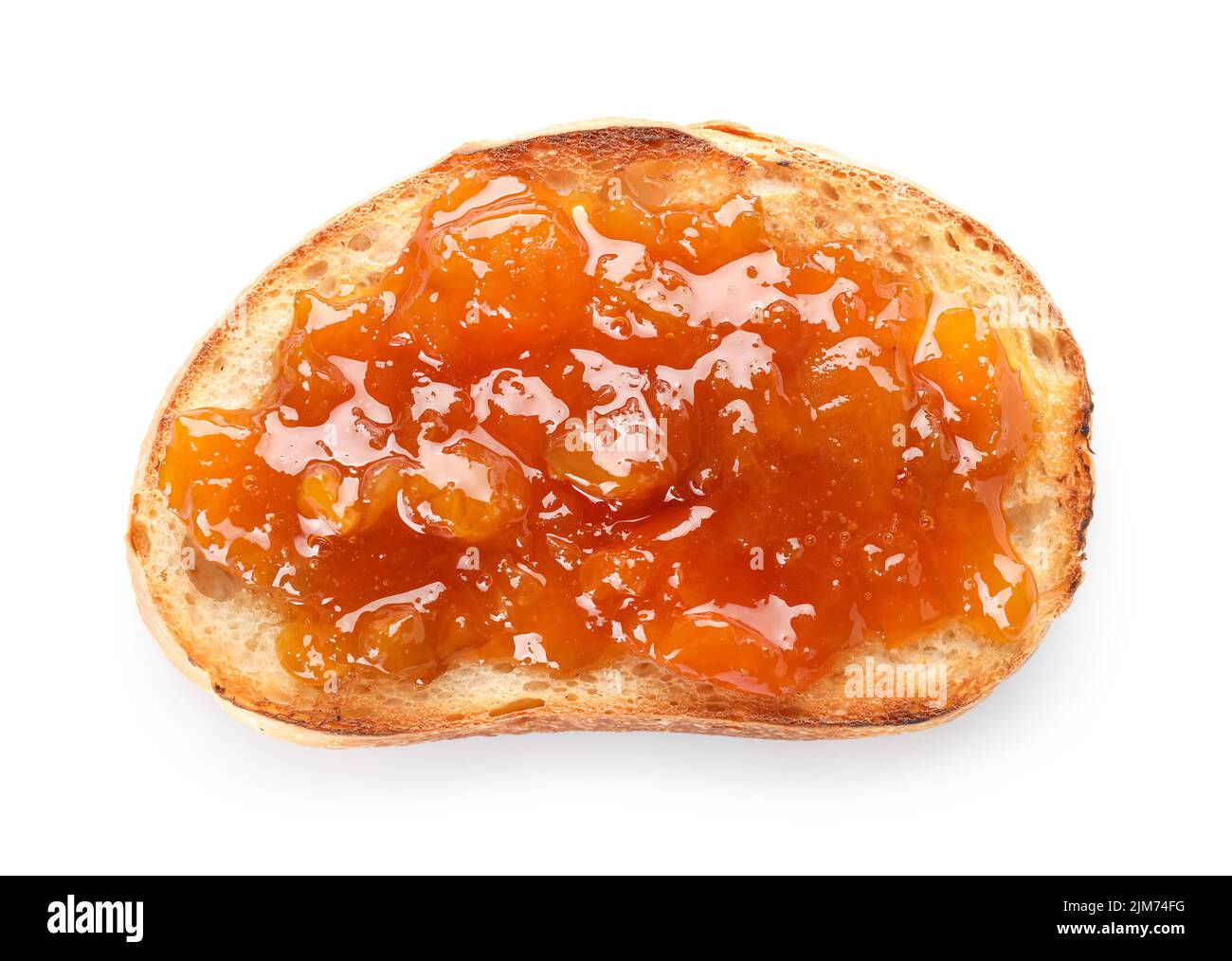 Delicious toast with jam on white background Stock Photo - Alamy
