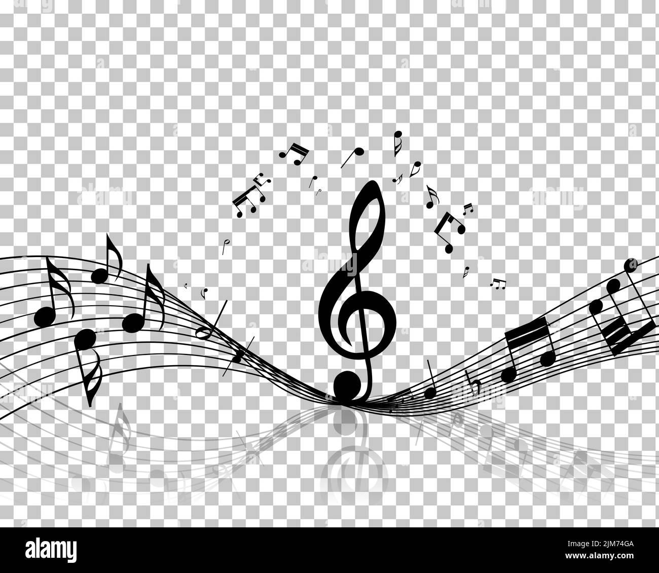Musical Design Elements From Music Staff With Treble Clef And Notes in ...