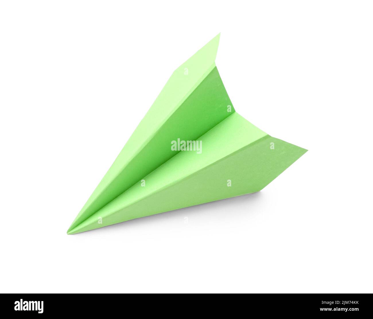 Green paper plane on white background Stock Photo - Alamy
