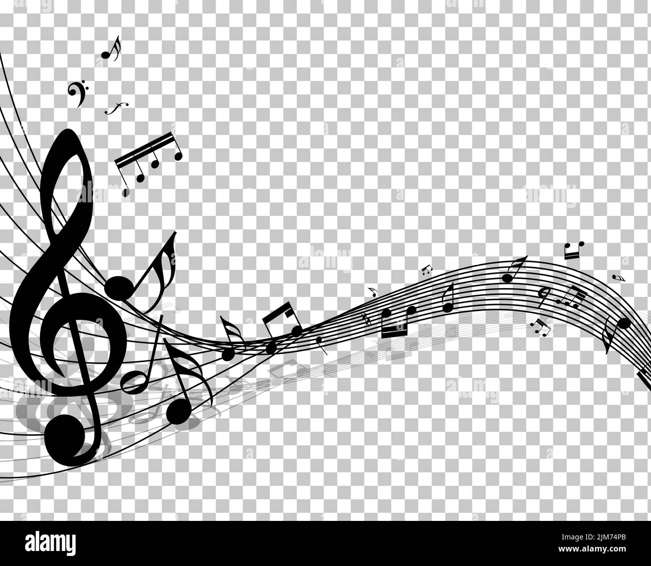 Musical Design Elements From Music Staff With Treble Clef And Notes in ...