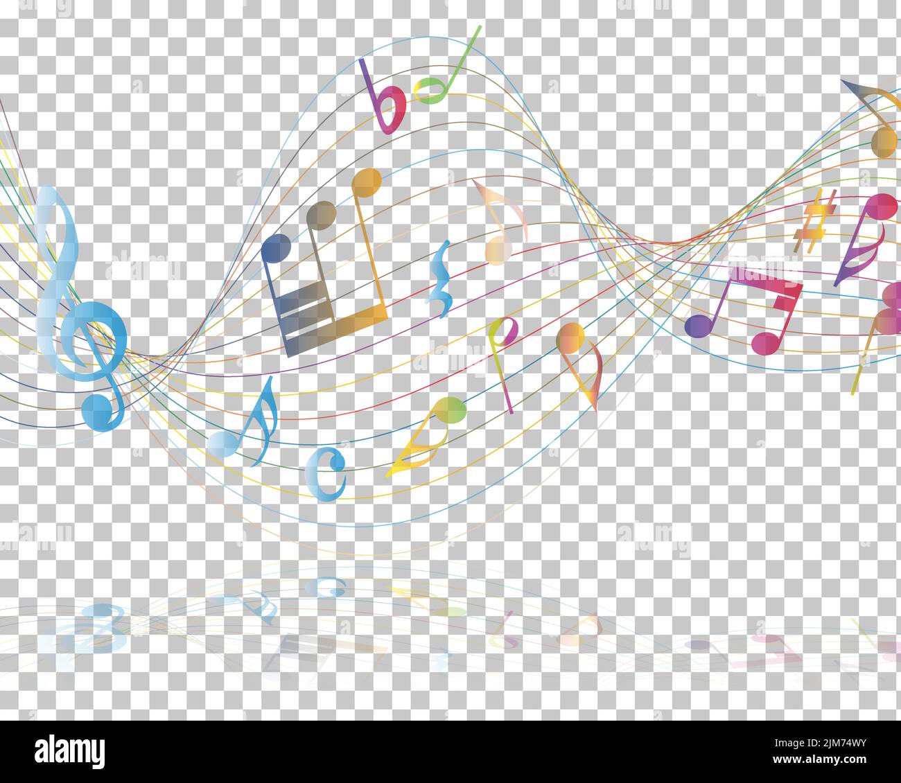Musical design from musical notes elements. Shadow is transparent and ...