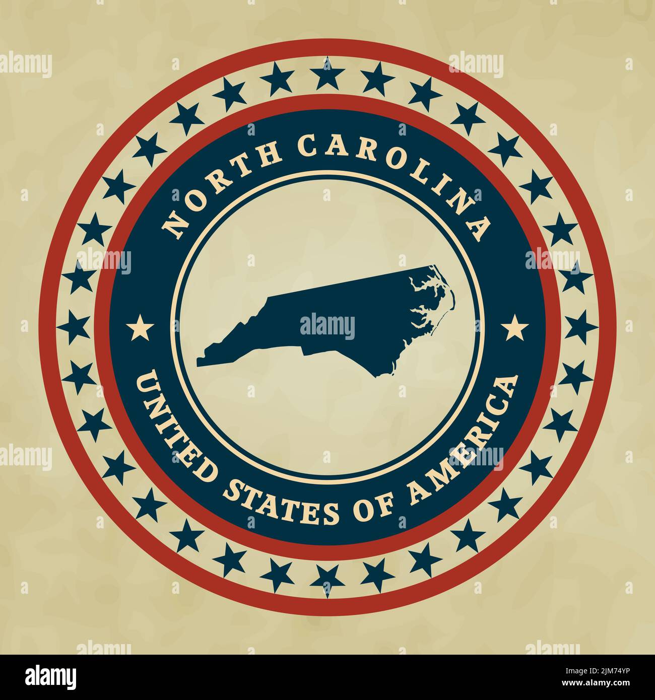 Vintage label with map of North Carolina, vector Stock Vector Image ...