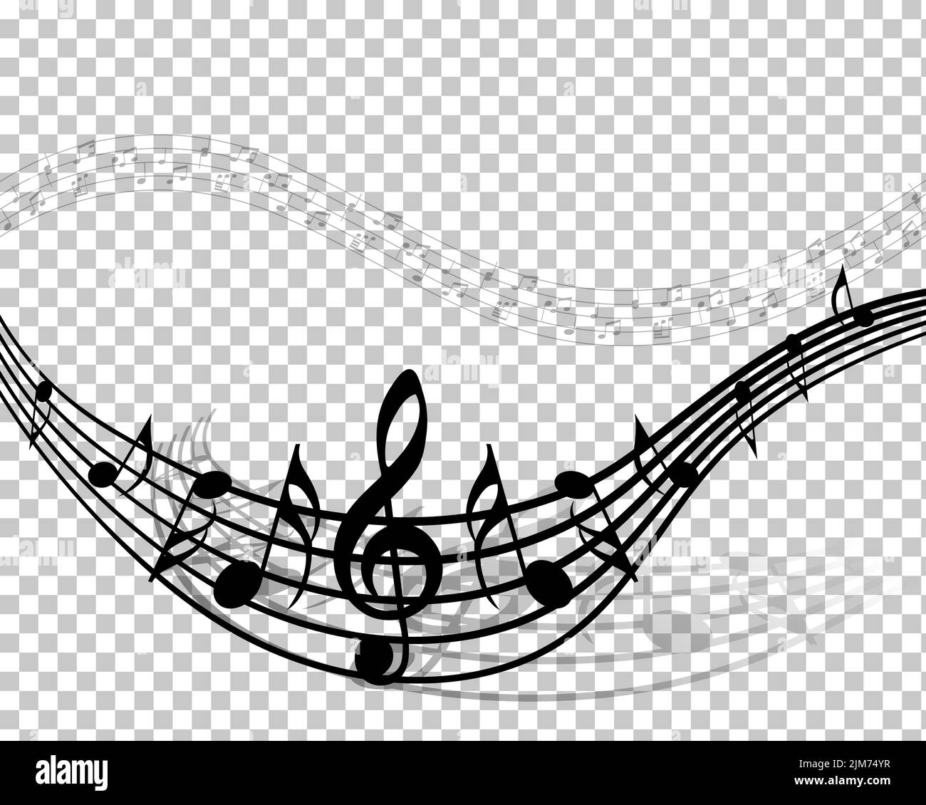 Musical Design Elements From Music Staff With Treble Clef And Notes in ...