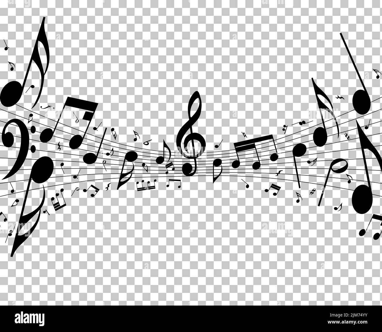 Musical Design Elements From Music Staff With Treble Clef And Notes in ...