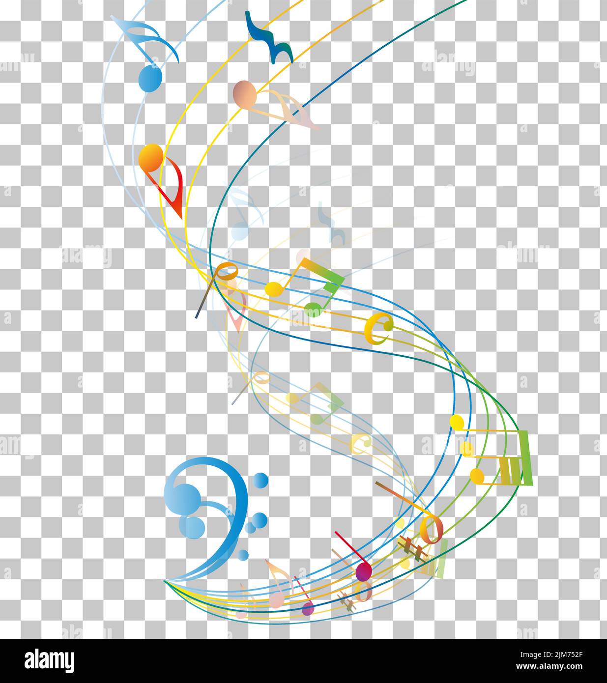 Musical design from musical notes elements. Shadow is transparent and ...