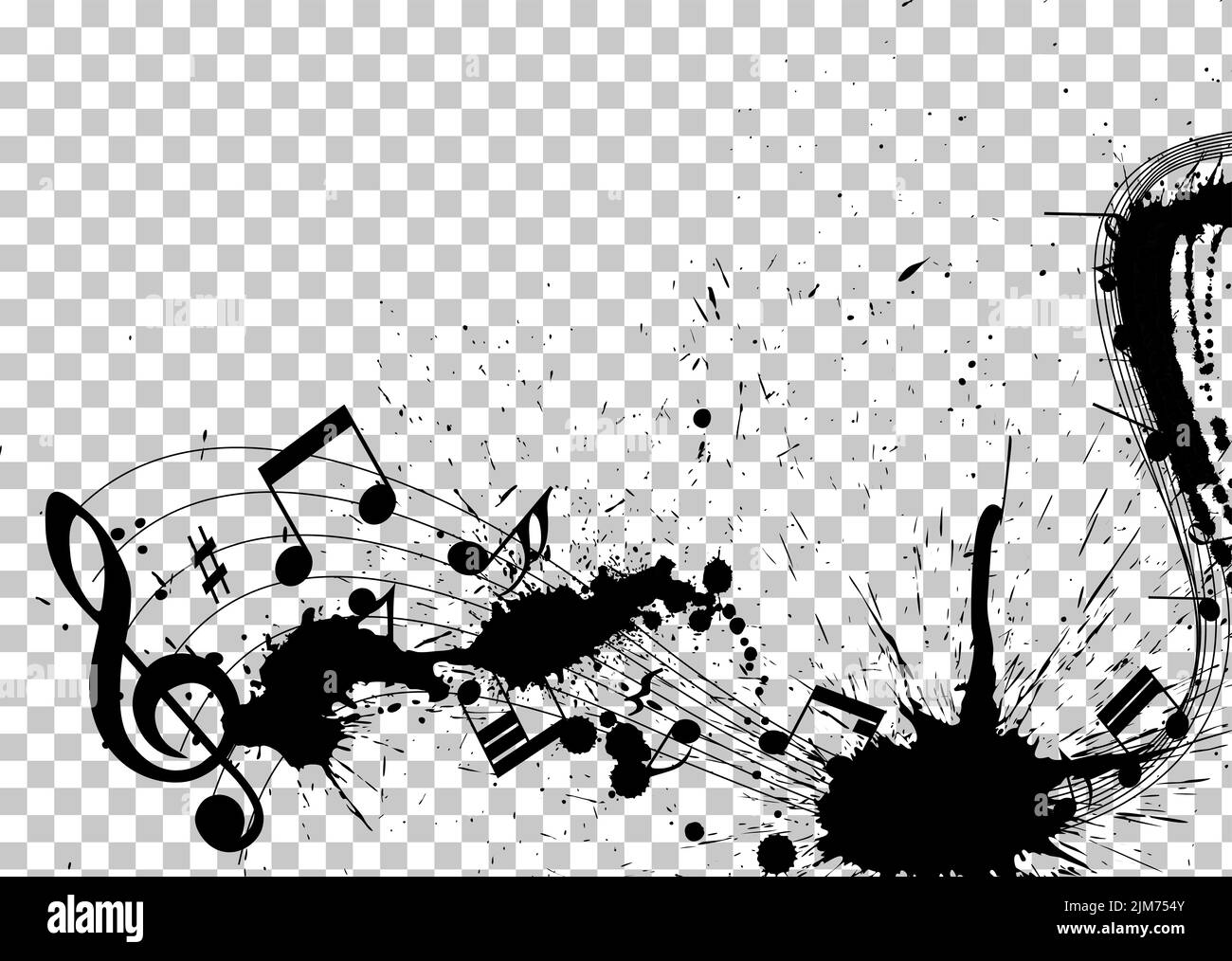 Musical Design From Music Staff Elements With Treble Clef And Notes On ...