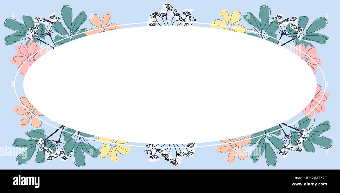 Frame With Leaves And Flowers Around And Important Announcements Inside ...