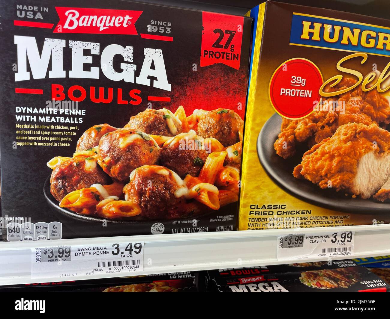 Grovetown, Ga USA - 04 29 22: Retail store frozen food Banquet Mega ...
