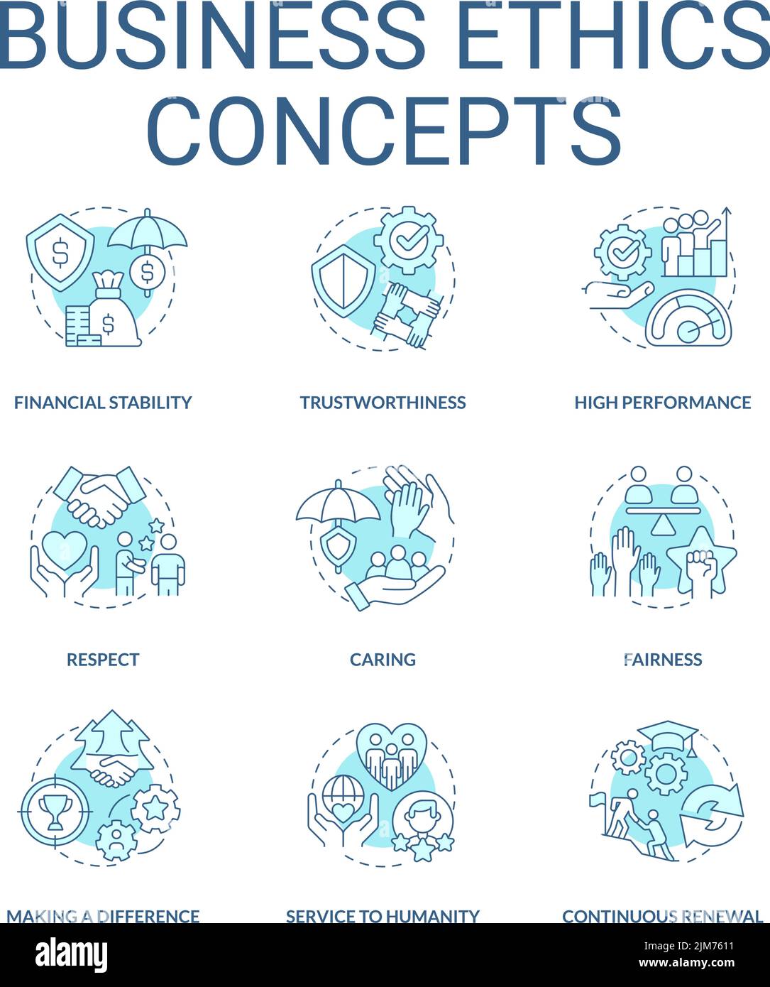 Business ethics turquoise concept icons set Stock Vector Image & Art ...