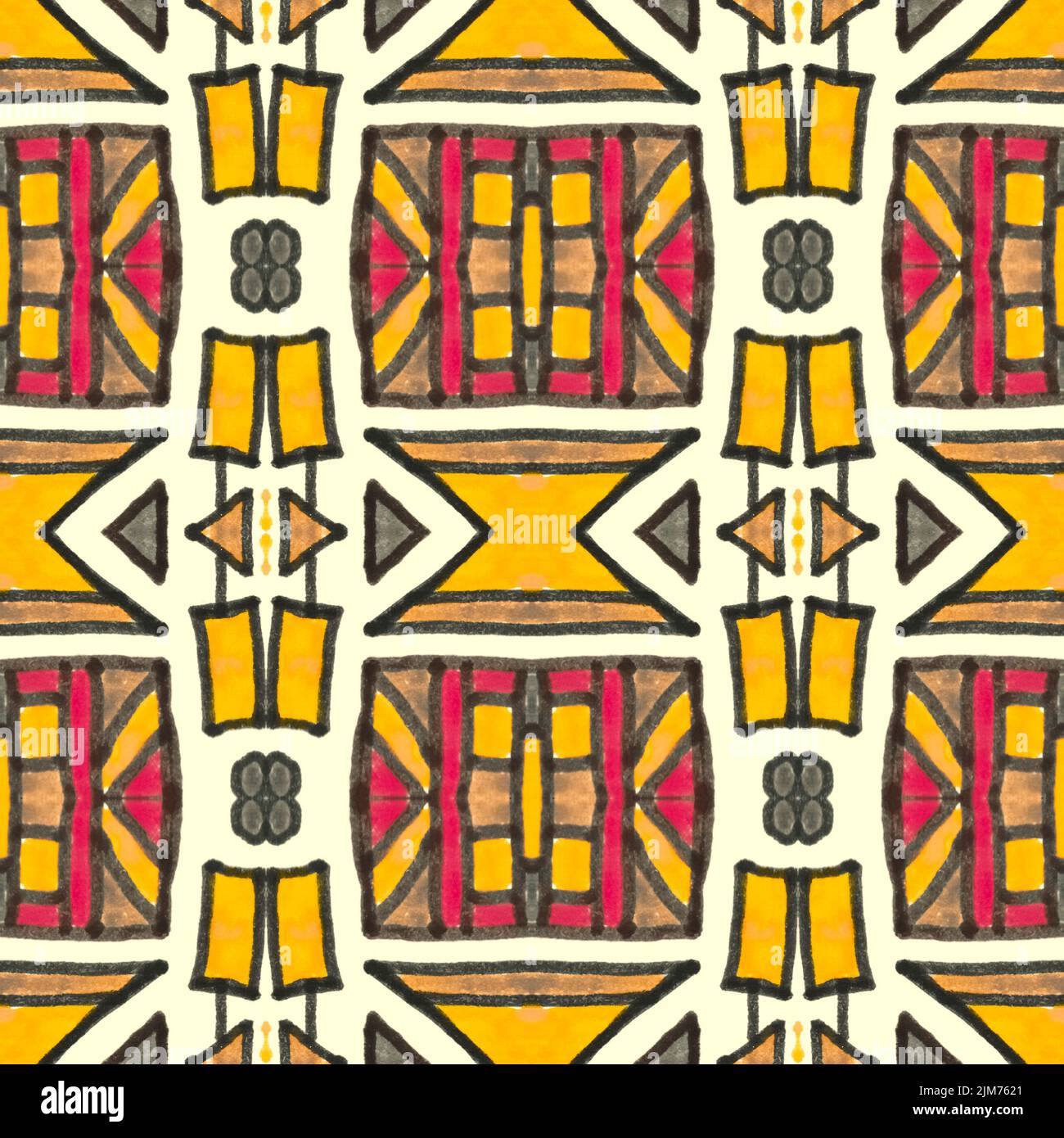 Seamless peruvian pattern. Hand drawn aztec illustration Stock Photo ...