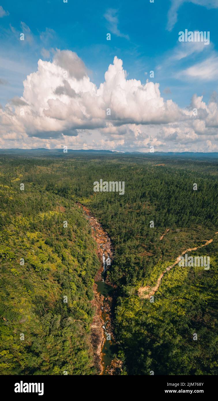 An aerial view of Big Rock Falls in Mountain Pine Ridge, Cayo District ...