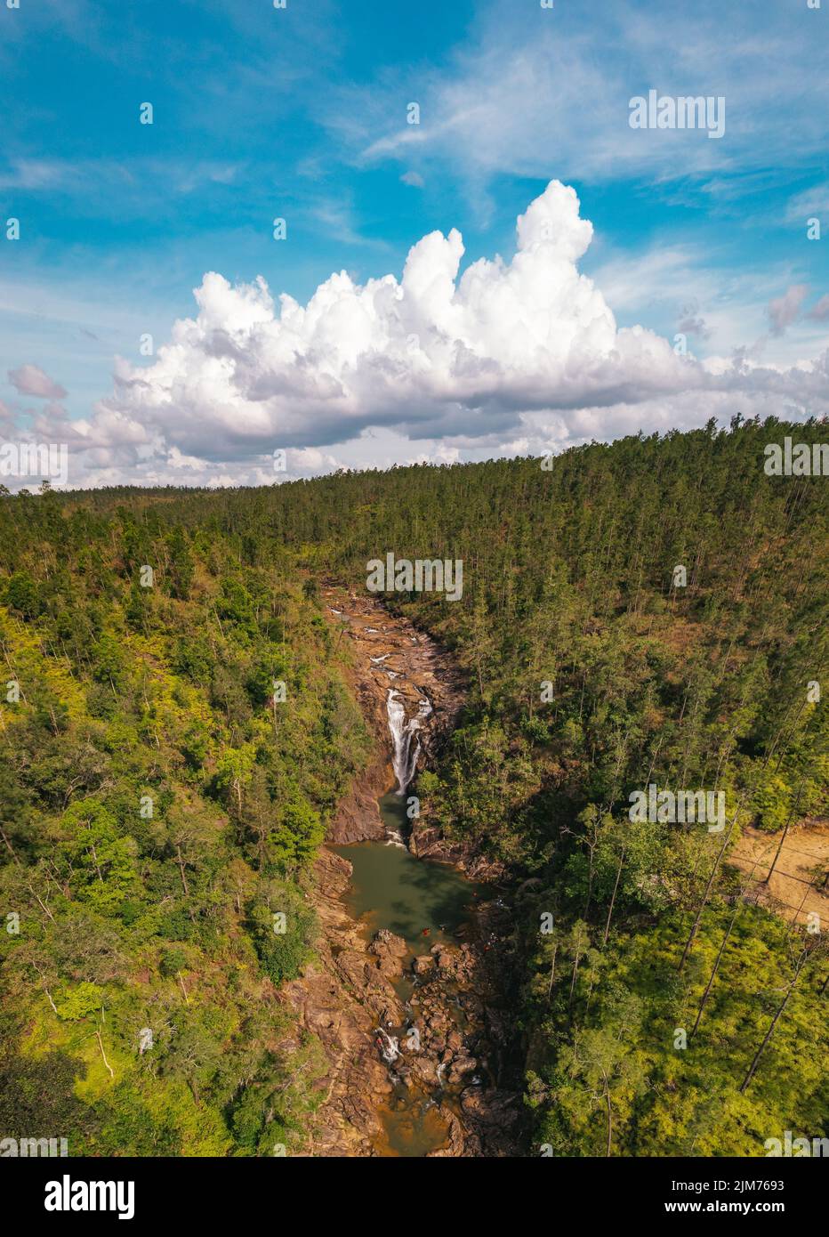 An aerial view of Big Rock Falls in Mountain Pine Ridge, Cayo District ...