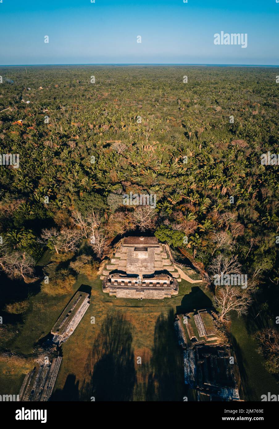 An Aerial Drone of Altun Ha Archaeological Site in BelizeCountry in ...