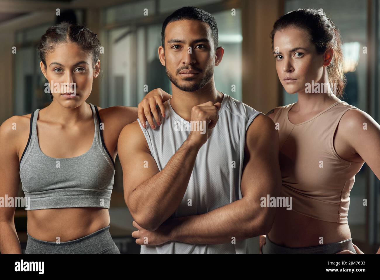 Three people in gym hi-res stock photography and images - Alamy