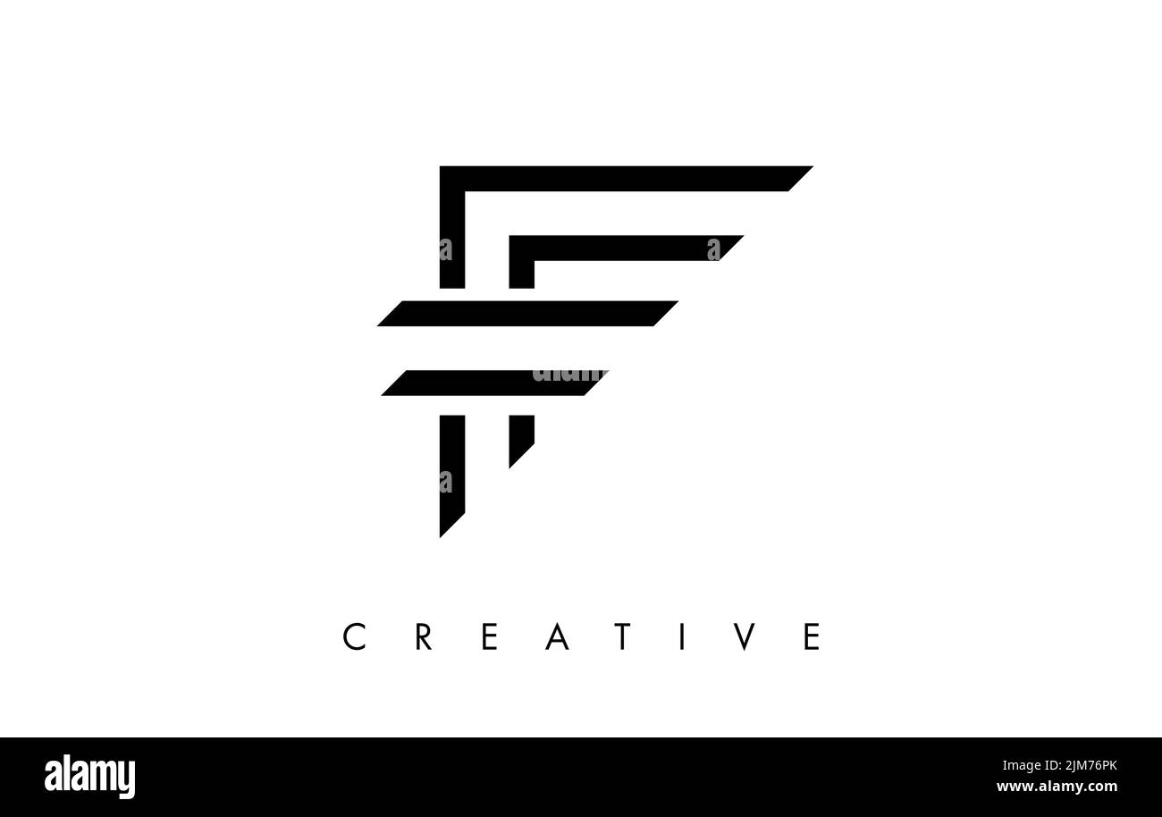 F Letter Logo Monogram with Black and White Lines and Minimalist Design ...