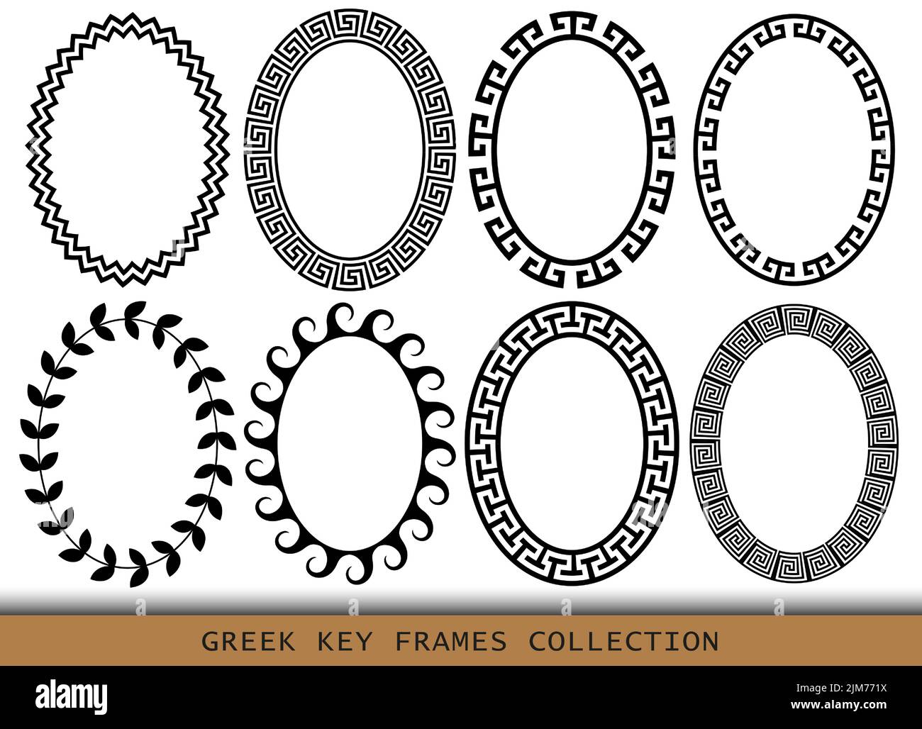 Ancient Greek oval frames patterns, set of antique borders from Greece ...