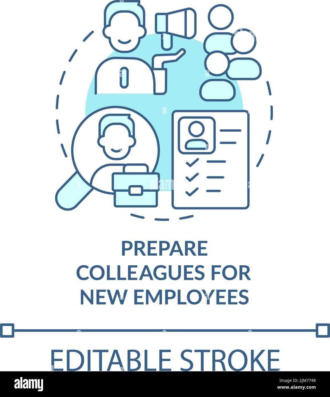 Prepare colleagues for new employees turquoise concept icon Stock ... Prepare colleagues for new employees turquoise concept icon Stock ...