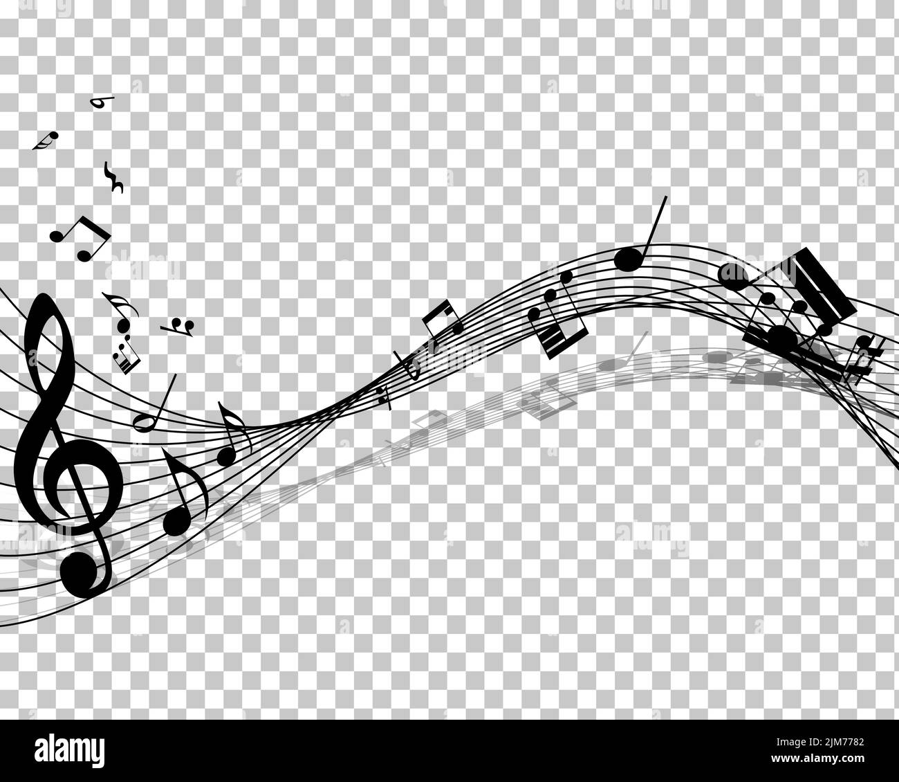 Musical Design Elements From Music Staff With Treble Clef And Notes in ...