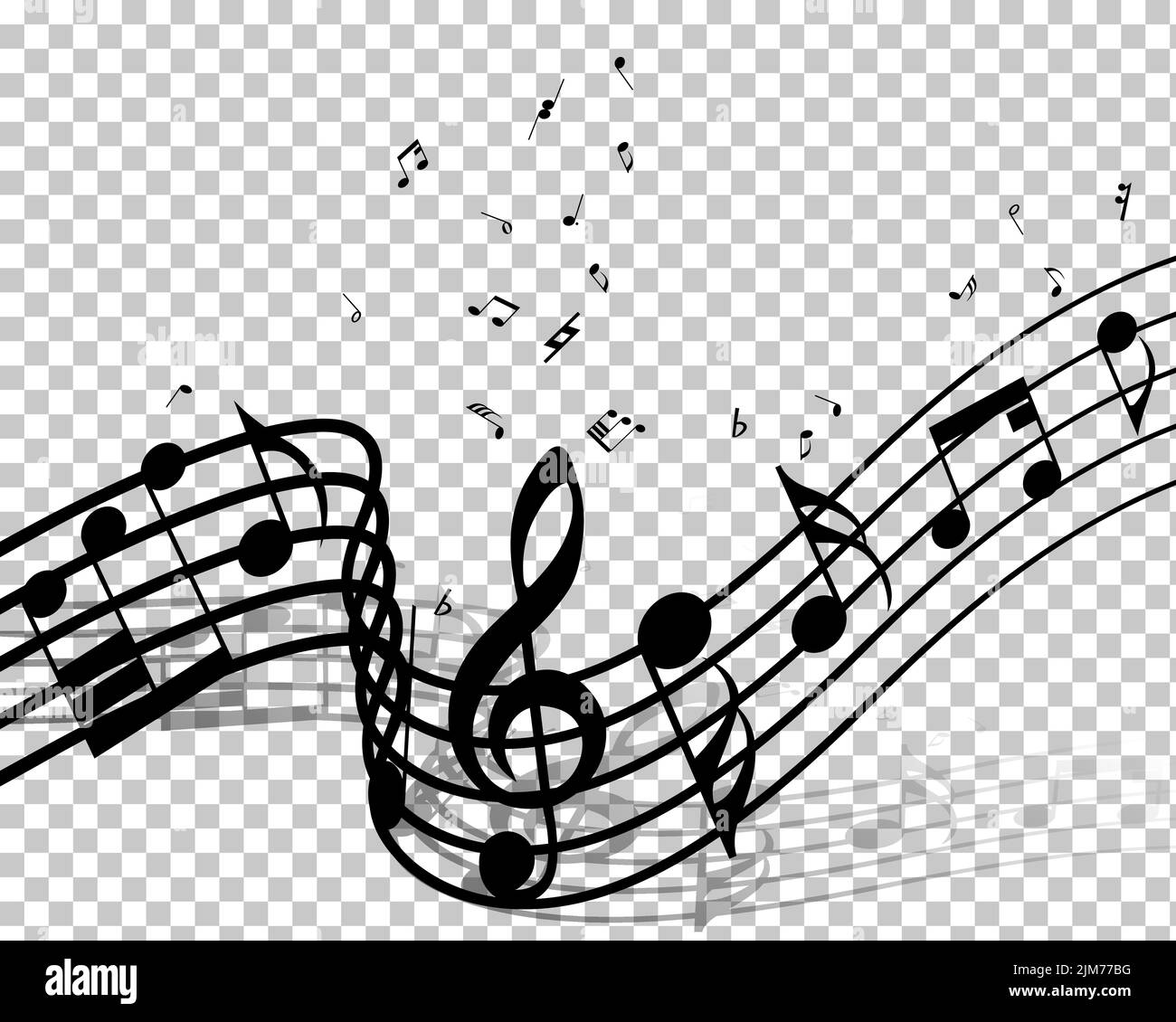 Musical Design Elements From Music Staff With Treble Clef And Notes in ...