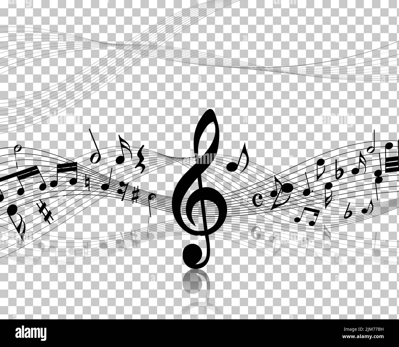 Musical Design Elements From Music Staff With Treble Clef And Notes in ...