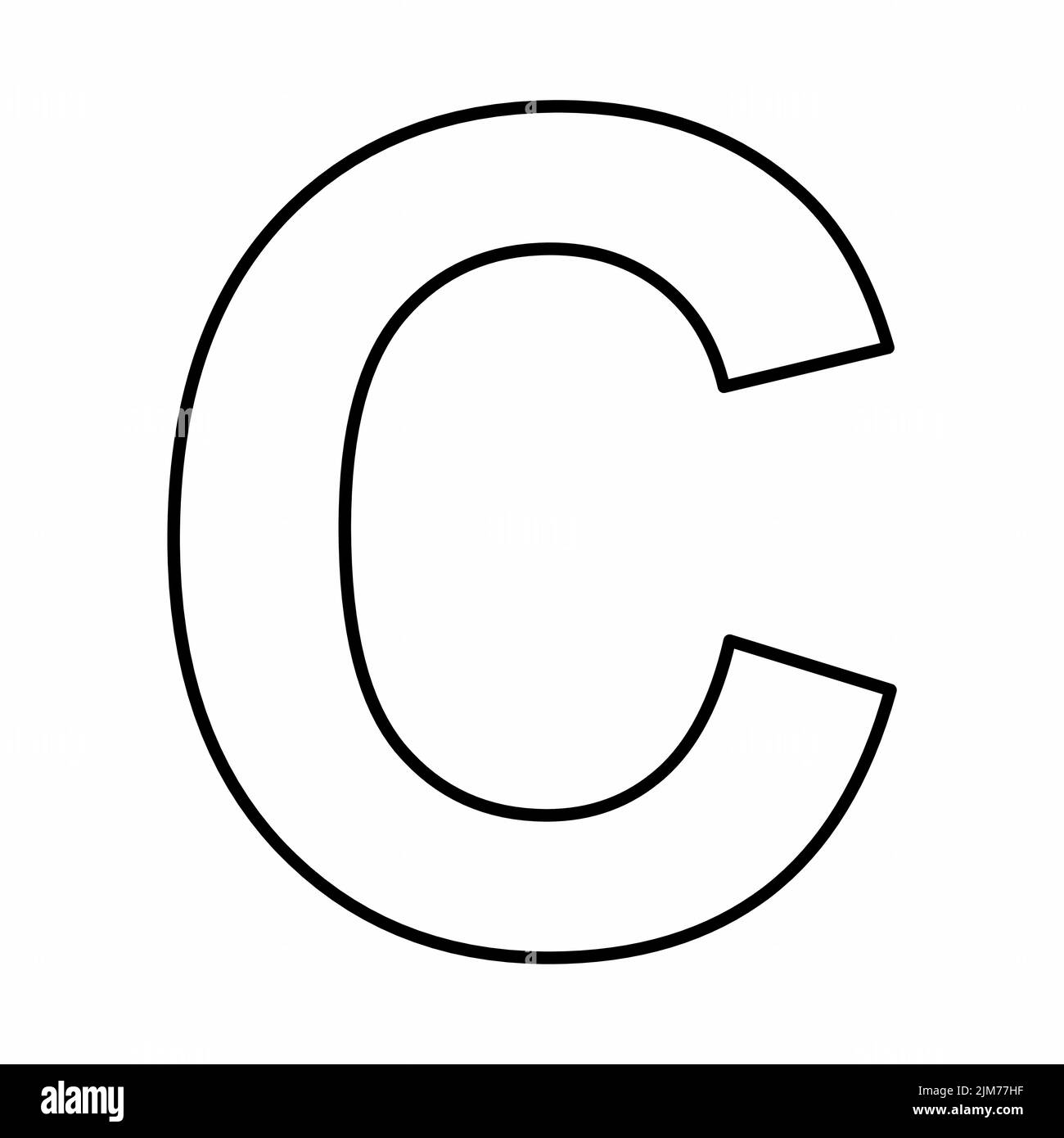 Latin C uppercase symbol. Black outlines on white background Stock ...