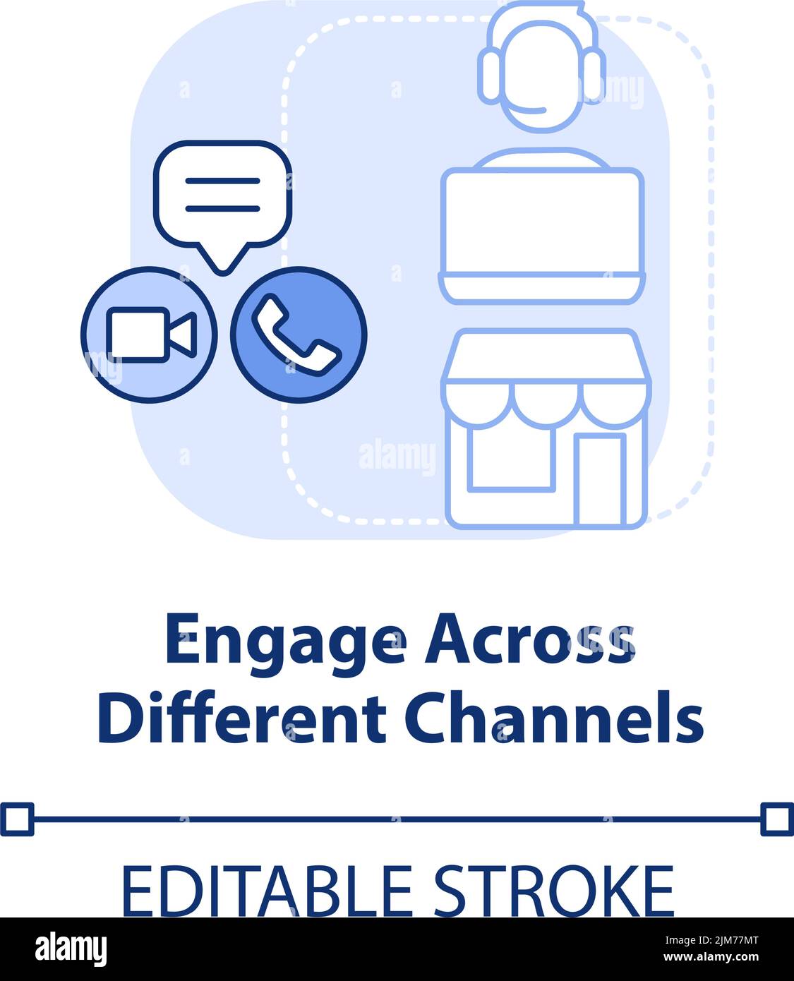Engage across different channels light blue concept icon Stock Vector ...