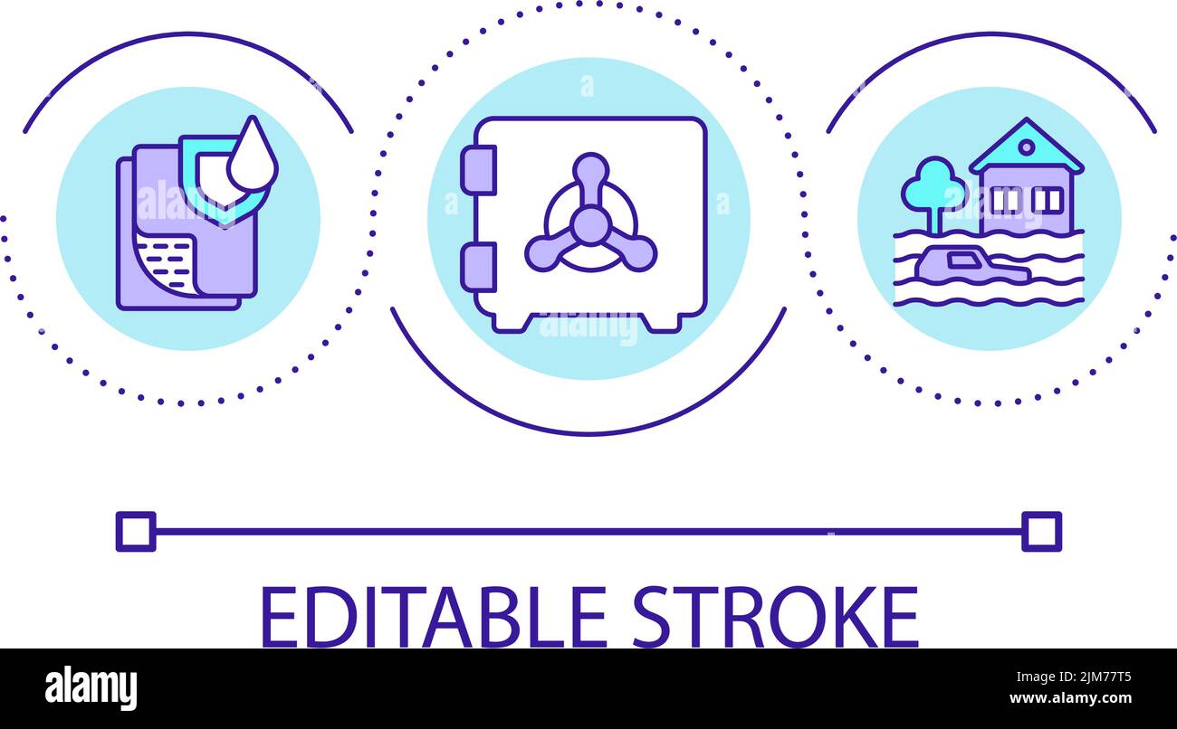 Storing paper documents in safe loop concept icon Stock Vector Image ...