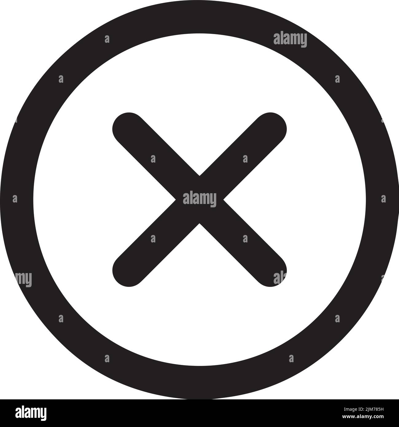 a black cross icon inside a circle isolated with white background Stock ...