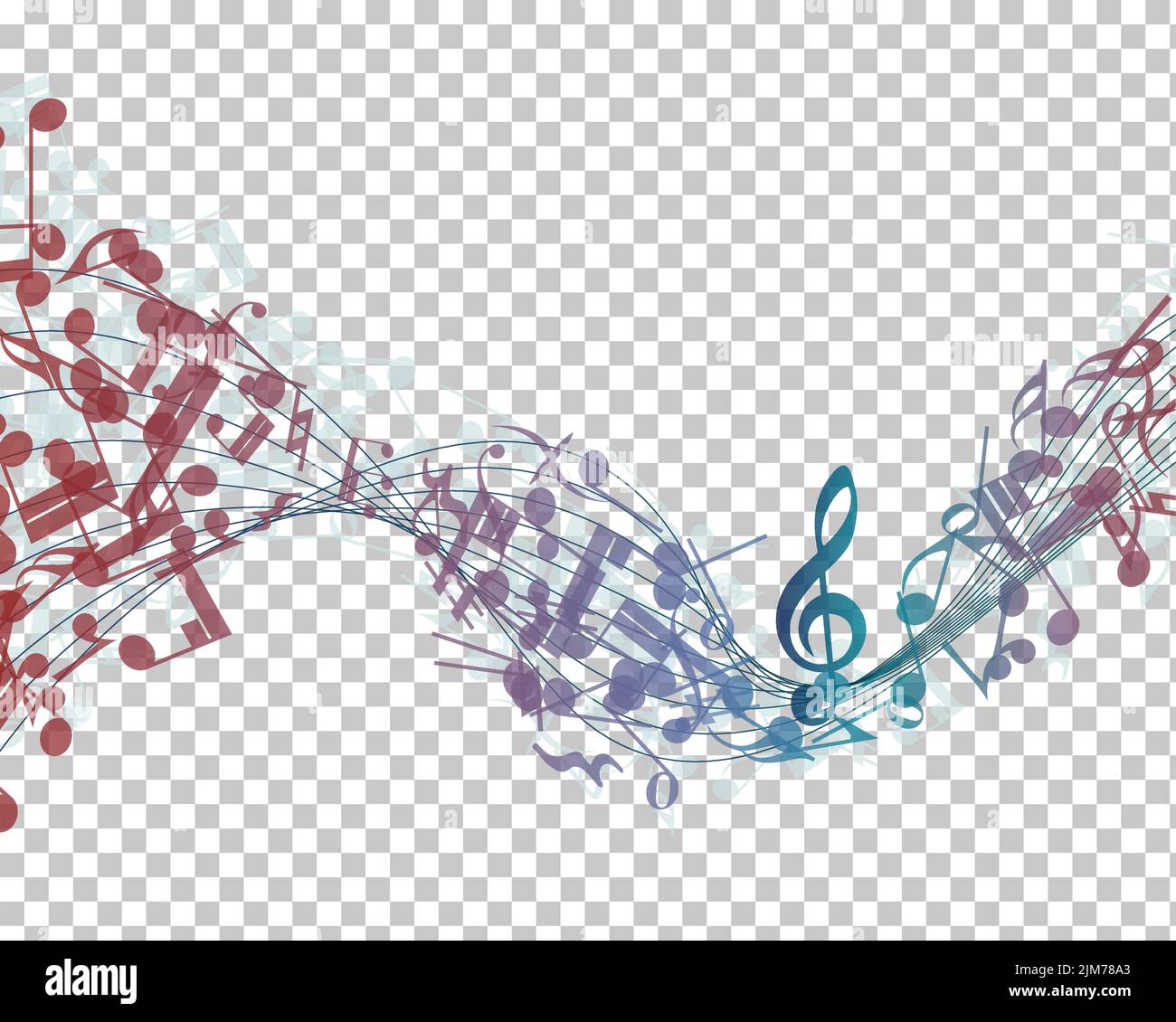 Multicolour musical notes staff background. Vector illustration with ...