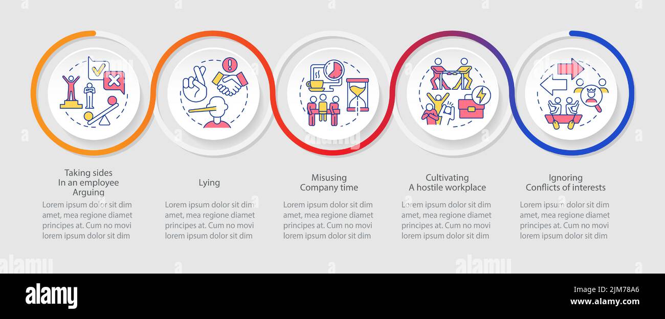 Unethical behavior in workplace loop infographic template Stock Vector ...