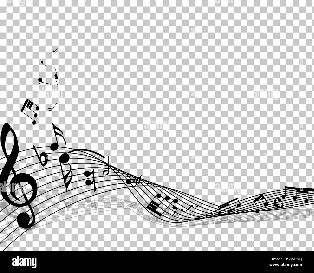 Musical Design Elements From Music Staff With Treble Clef And Notes in ...