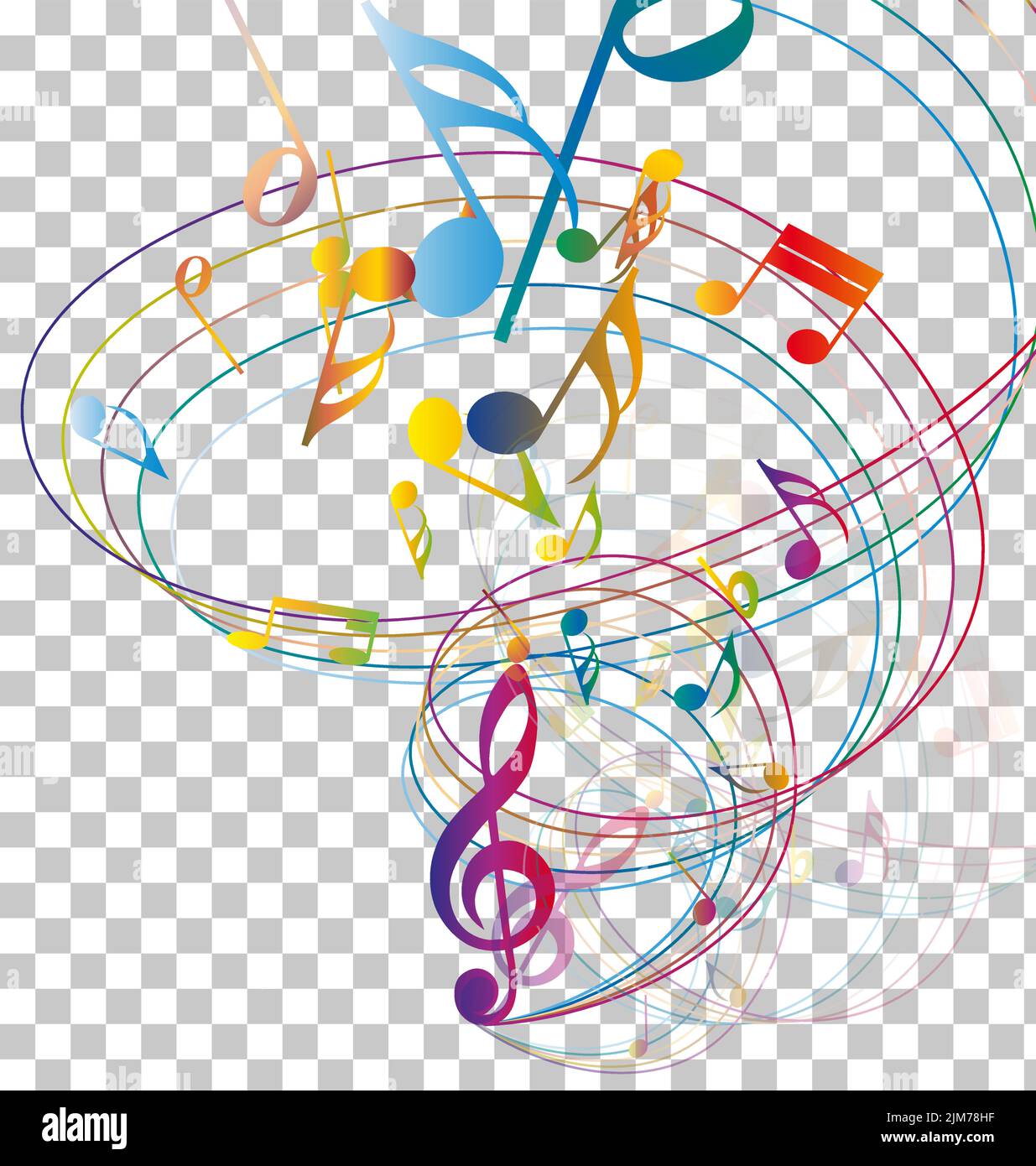 Musical design from musical notes elements. Shadow is transparent and ...