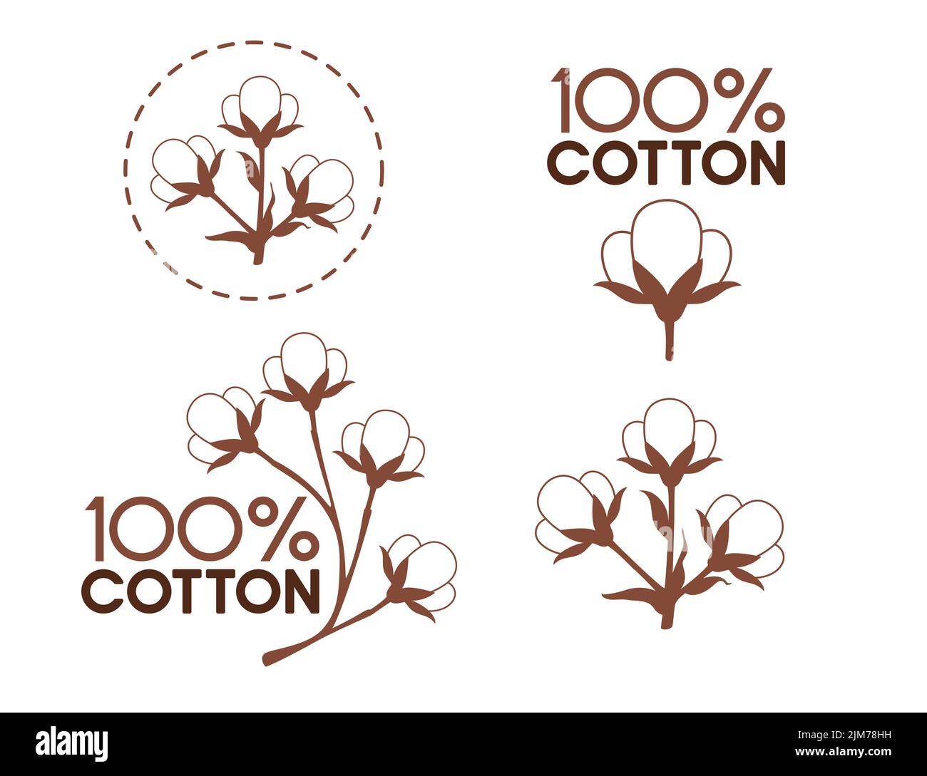 Set of 100 cotton label badge vector illustration isolated on white ...