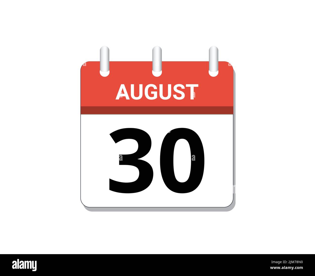 August, 30th calendar icon vector, concept of schedule, business and ...
