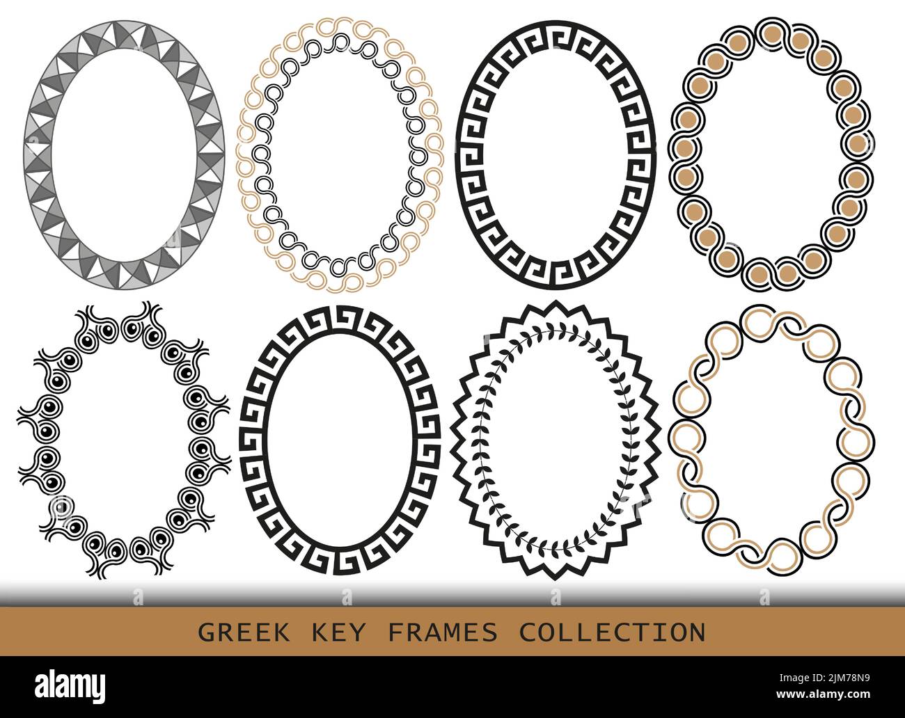 Ancient Greek oval frames patterns, set of antique borders from Greece ...