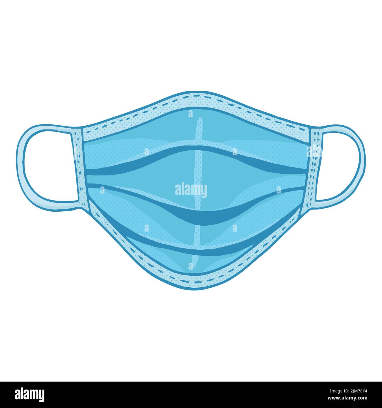 A cartoon style disposable blue face mask on white background Stock ...