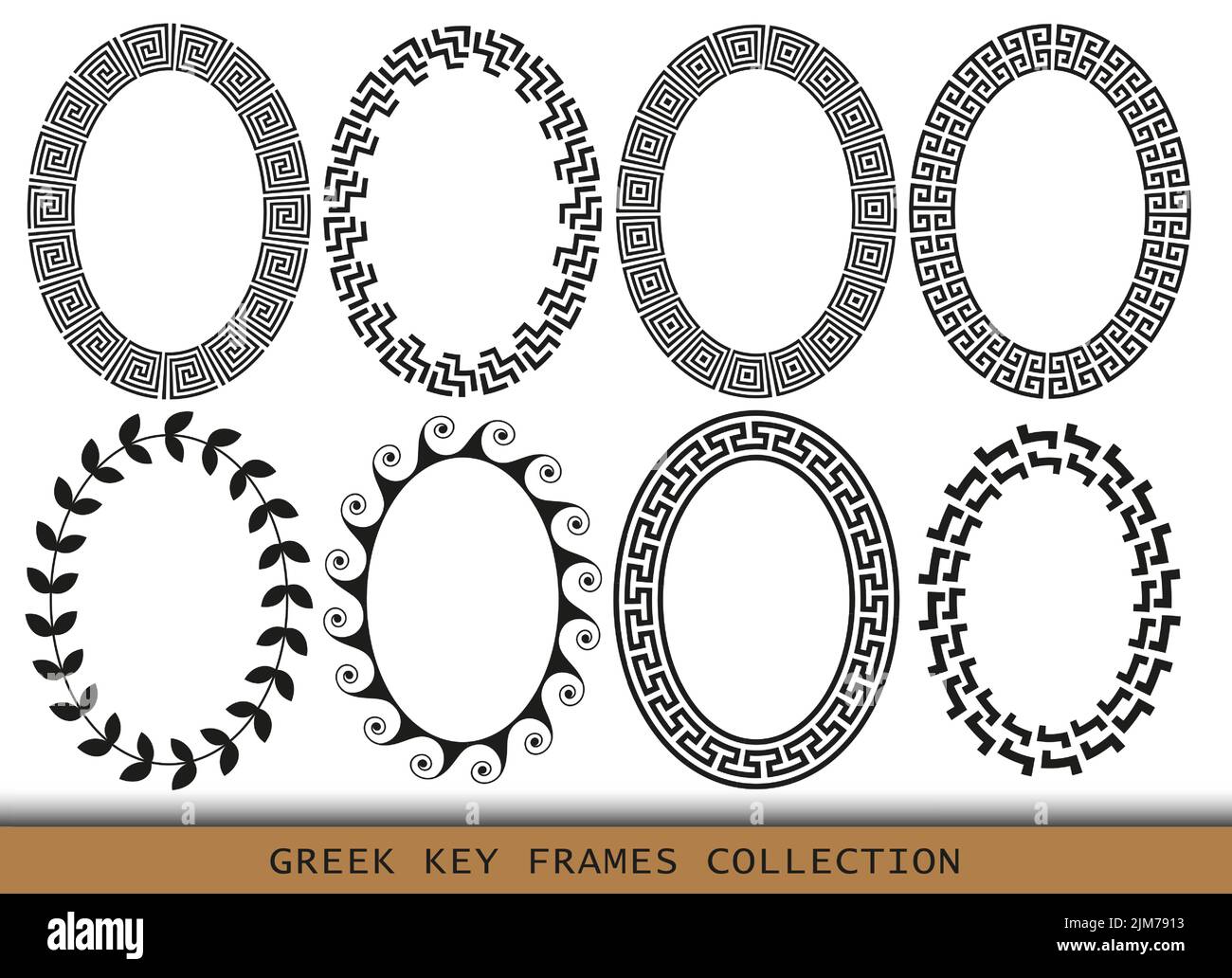 Ancient Greek oval frames patterns, set of antique borders from Greece ...