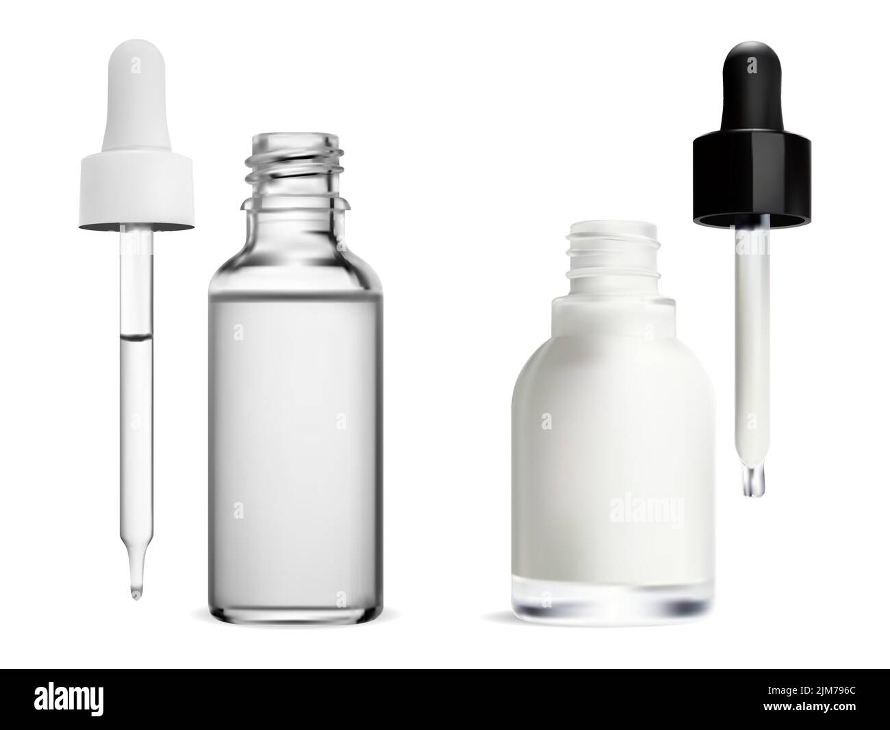 Serum dropper bottle with pipette, isolated cosmetic flask. Essential ...