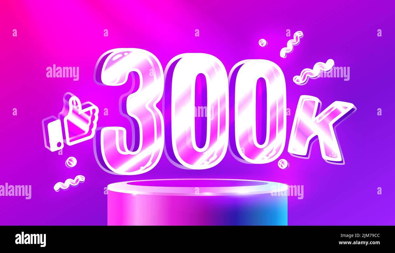 Thank you 300k followers, peoples online social group, happy banner ...