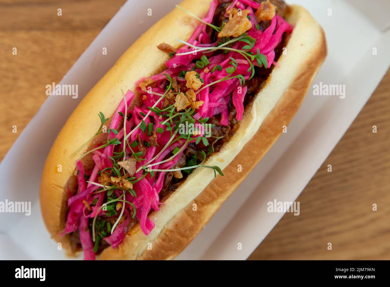 close up in paper plate take away fast food Stock Photo - Alamy