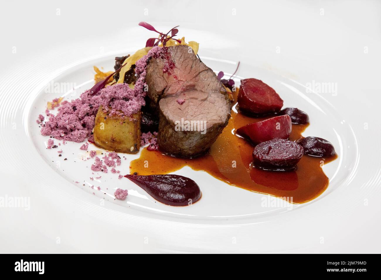 gourmet plate styled food low light Stock Photo - Alamy
