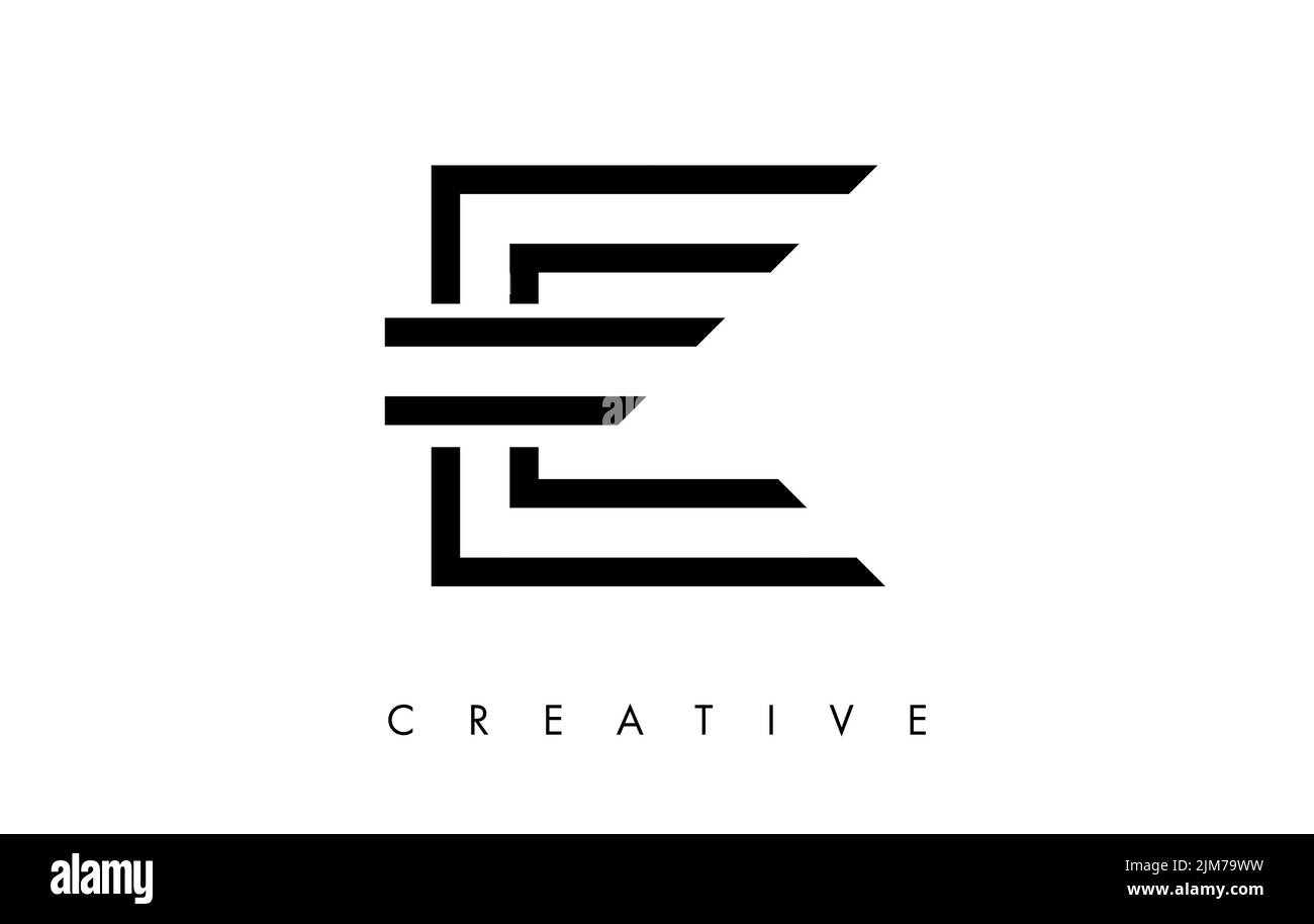E Letter Logo Monogram with Black and White Lines and Minimalist Design ...