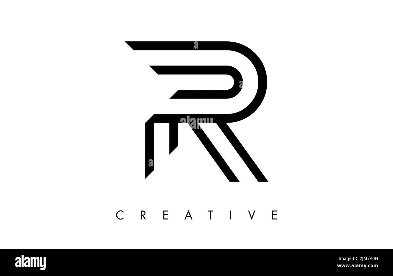 R Letter Logo Monogram with Black and White Lines and Minimalist Design ...