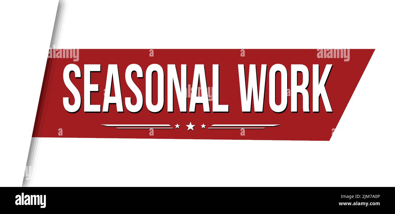 Seasonal work red ribbon or banner design on white background, vector ...