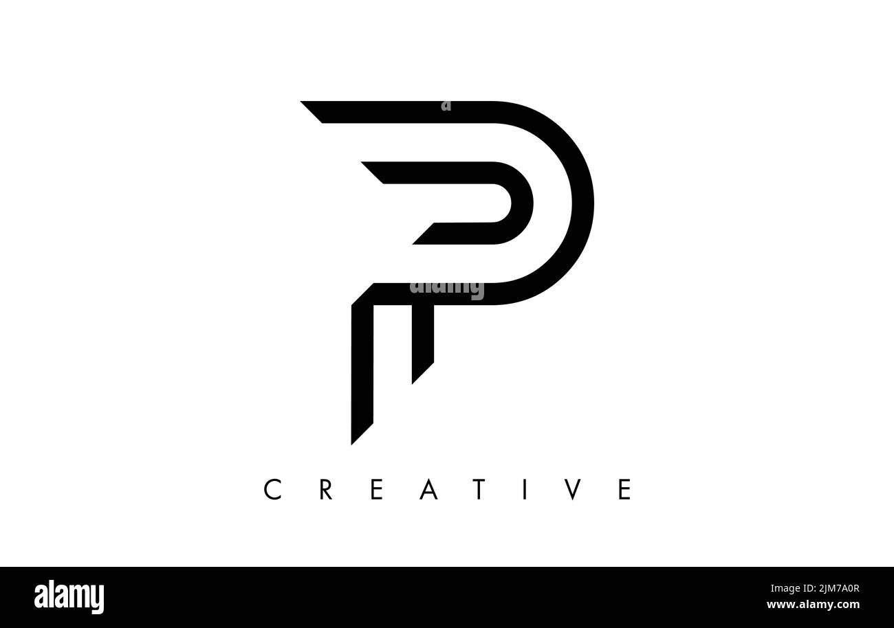 P Letter Logo Monogram with Black and White Lines and Minimalist Design ...