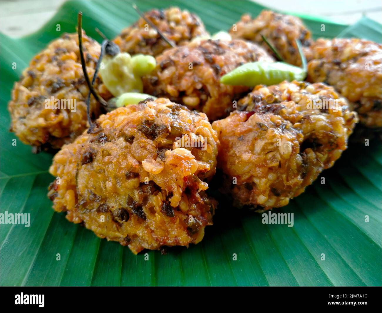 lento food from Indonesia. banana leaf background. close up shot ...