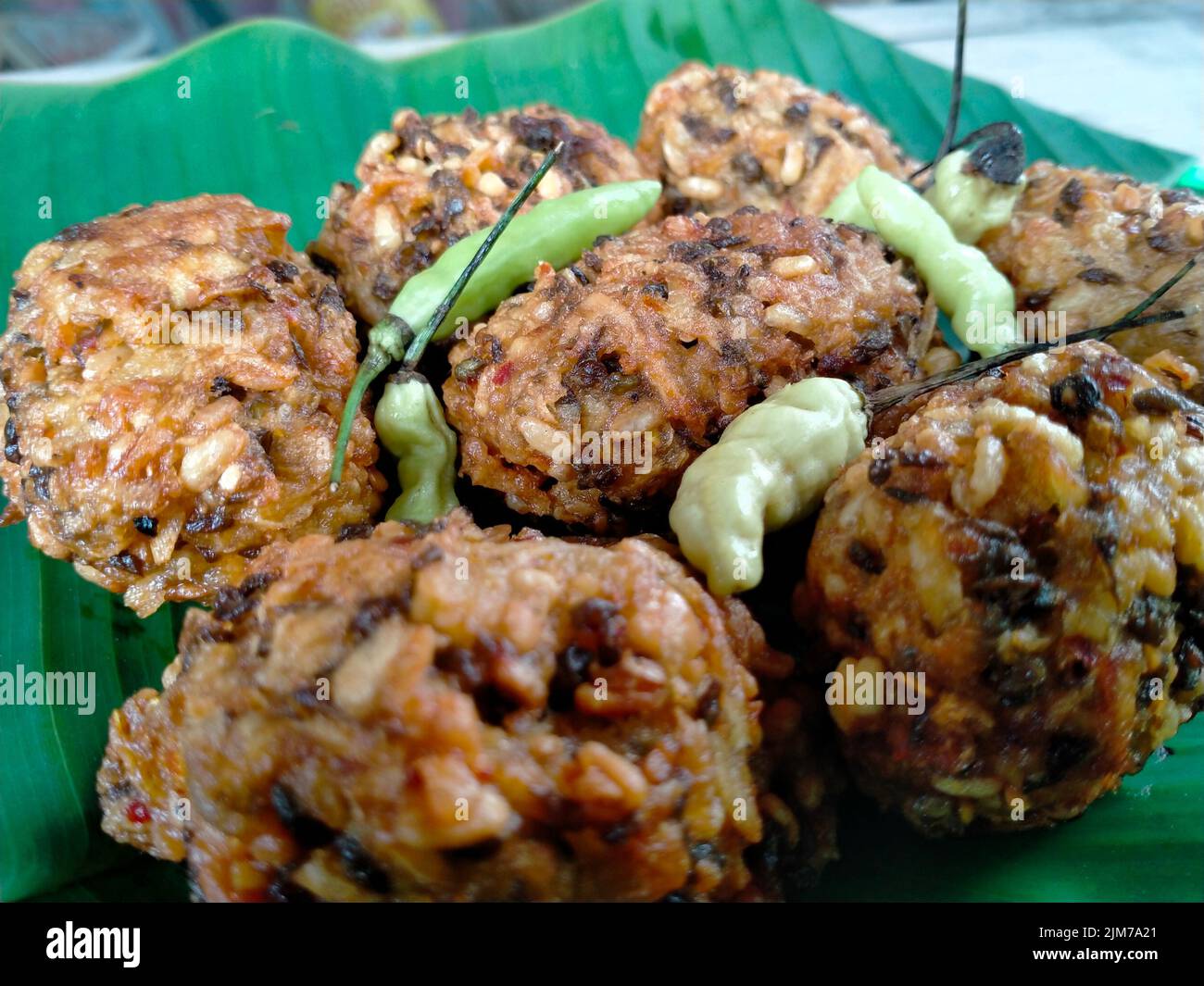 lento food from Indonesia. banana leaf background. close up shot ...