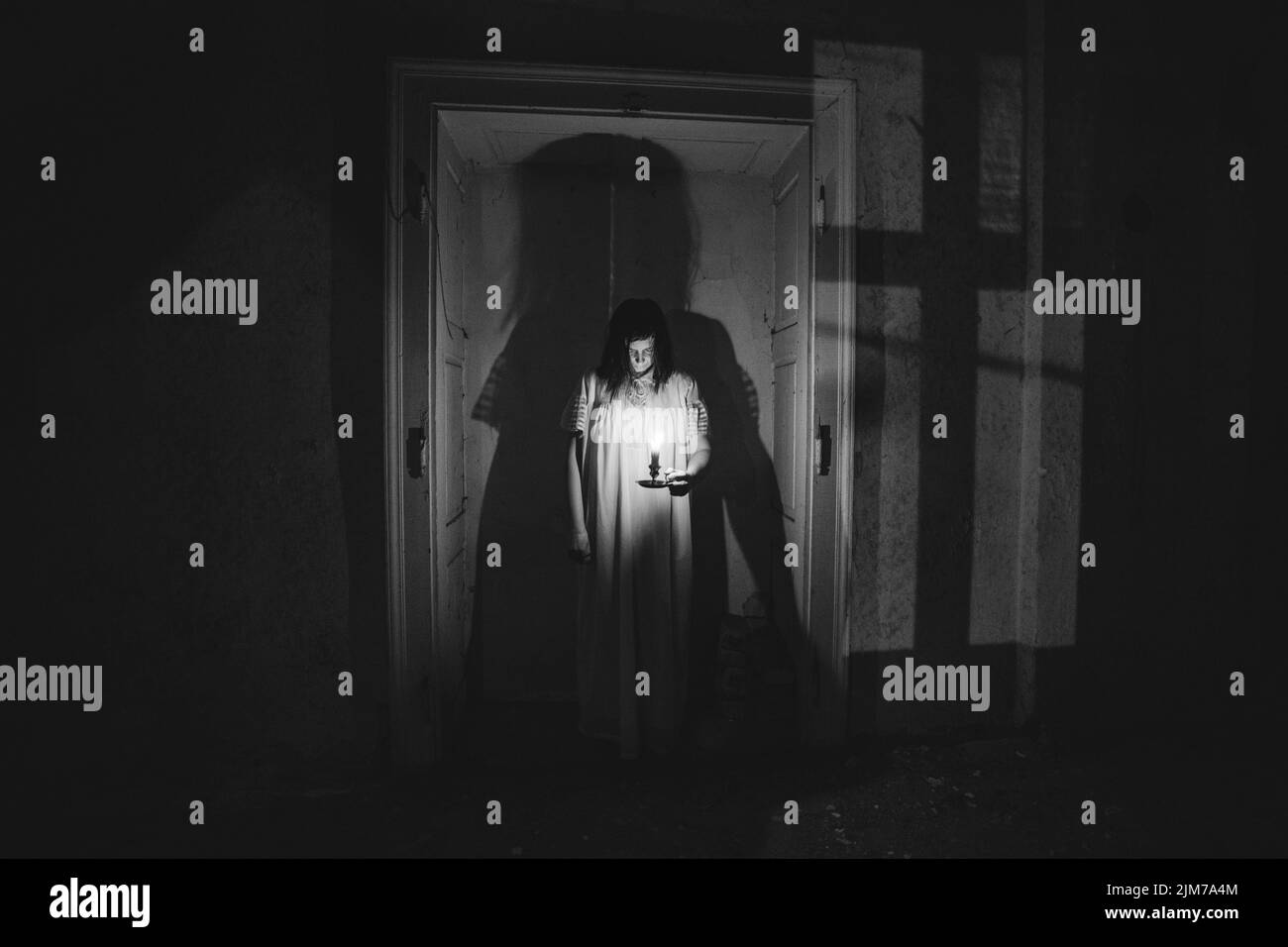 Ghost in abandoned, haunted house. Horror scene of scary spirit of a ...